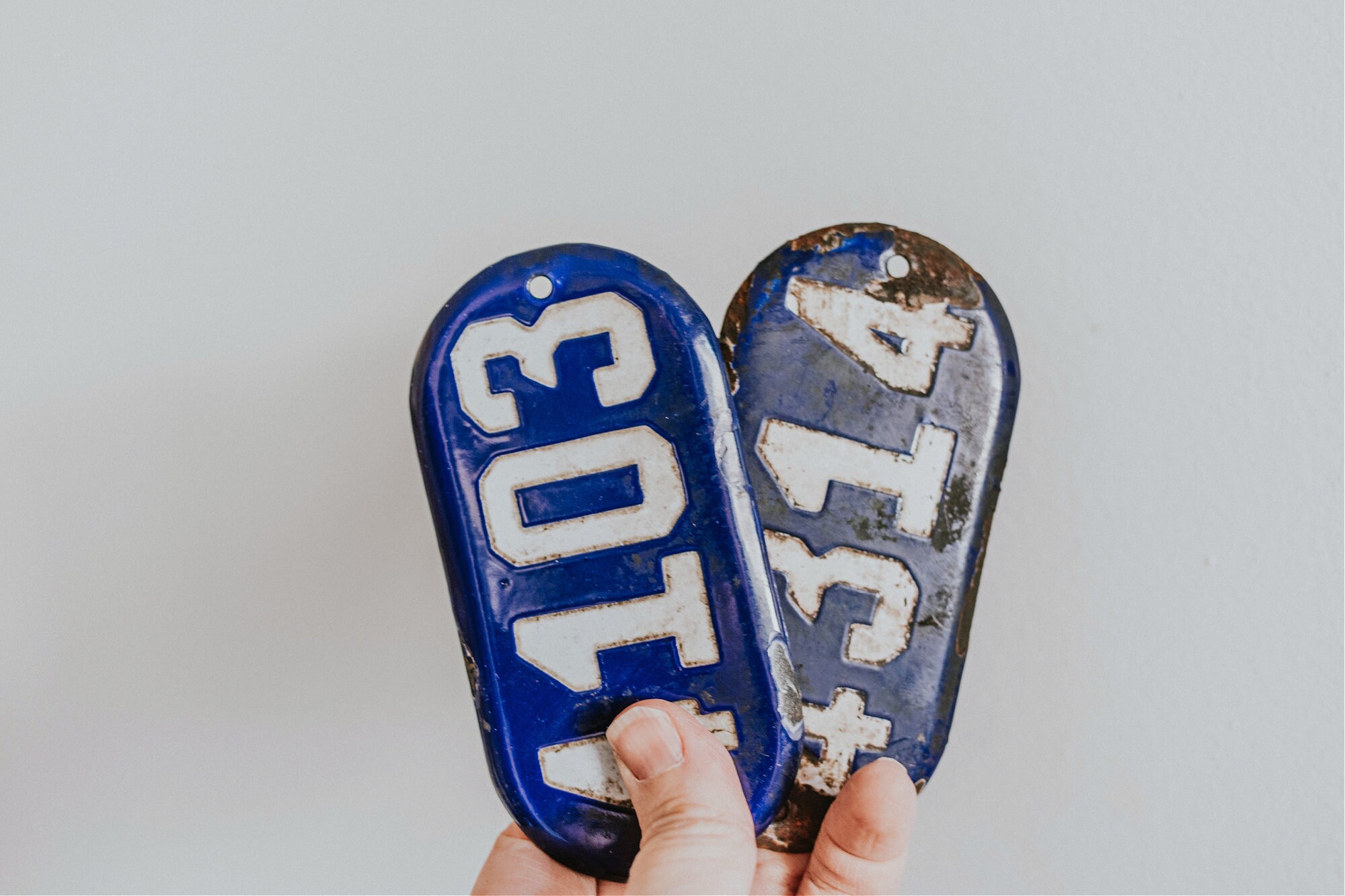 Vintage Blue French Enamel House Numbers Blue Metal Number Sign Hanging ...