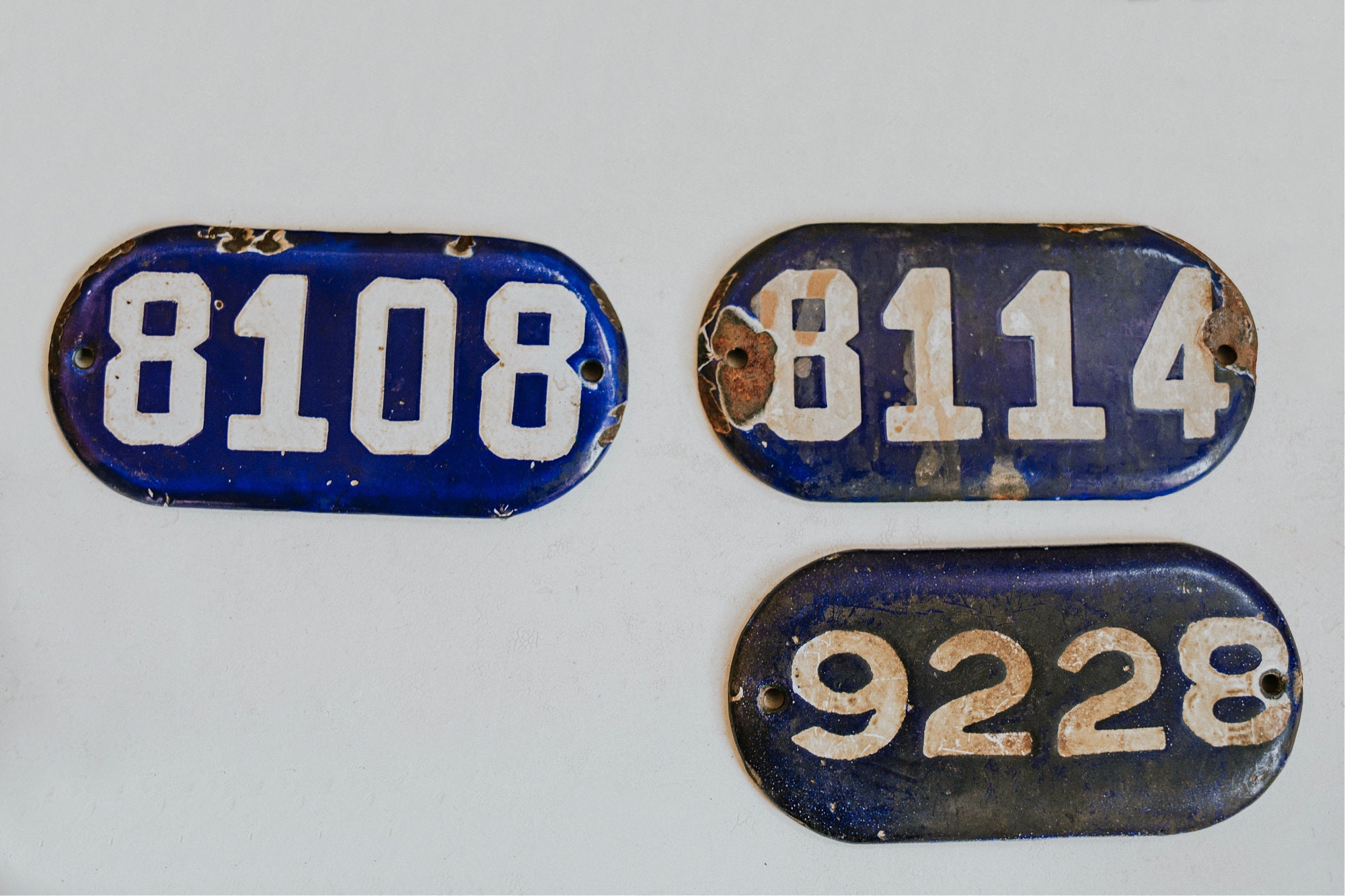 Vintage Blue French Enamel House Numbers Blue Metal Number Sign Hanging ...