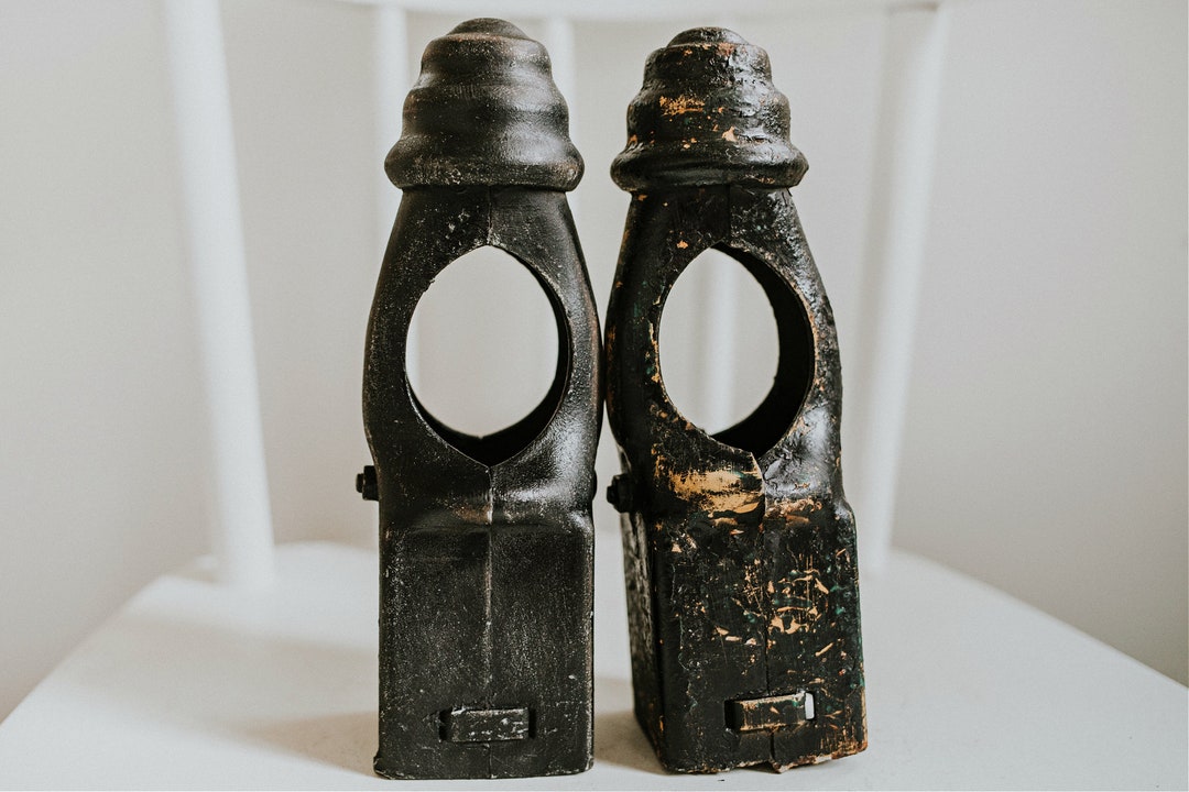 Set of Two Vintage Steel Post Finials Steel Beehive Fence Post Toppers ...