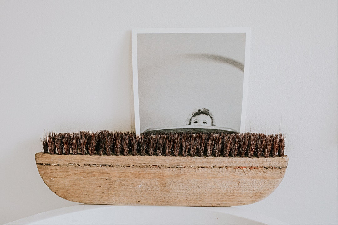 Vintage Wood Handled Wall Paper Brush Rustic Bristle Brush Primitive ...