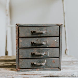 Vintage Grey Industrial Set of 4 Metal Drawers Rustic 4-drawer Steel ...