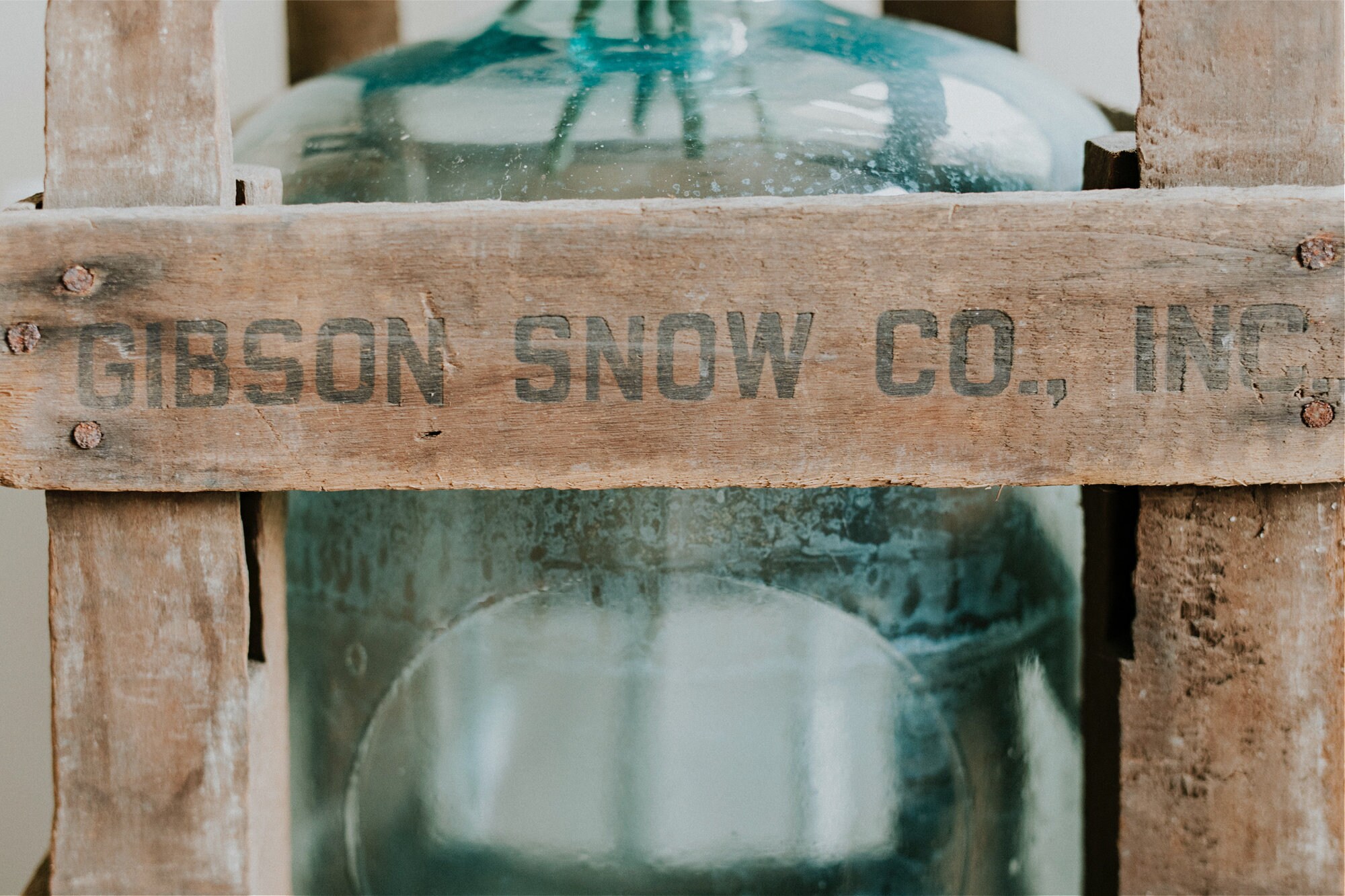 Antique Wood Crated Demijohn 5 Gallon Blue Glass Carboy in Crate Gibson ...