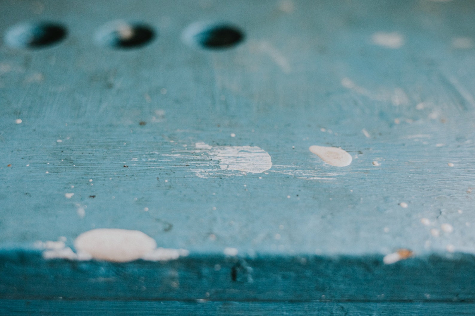 Large Vintage Handmade Blue Painted Wood Stool Heavy and Solid Wood ...