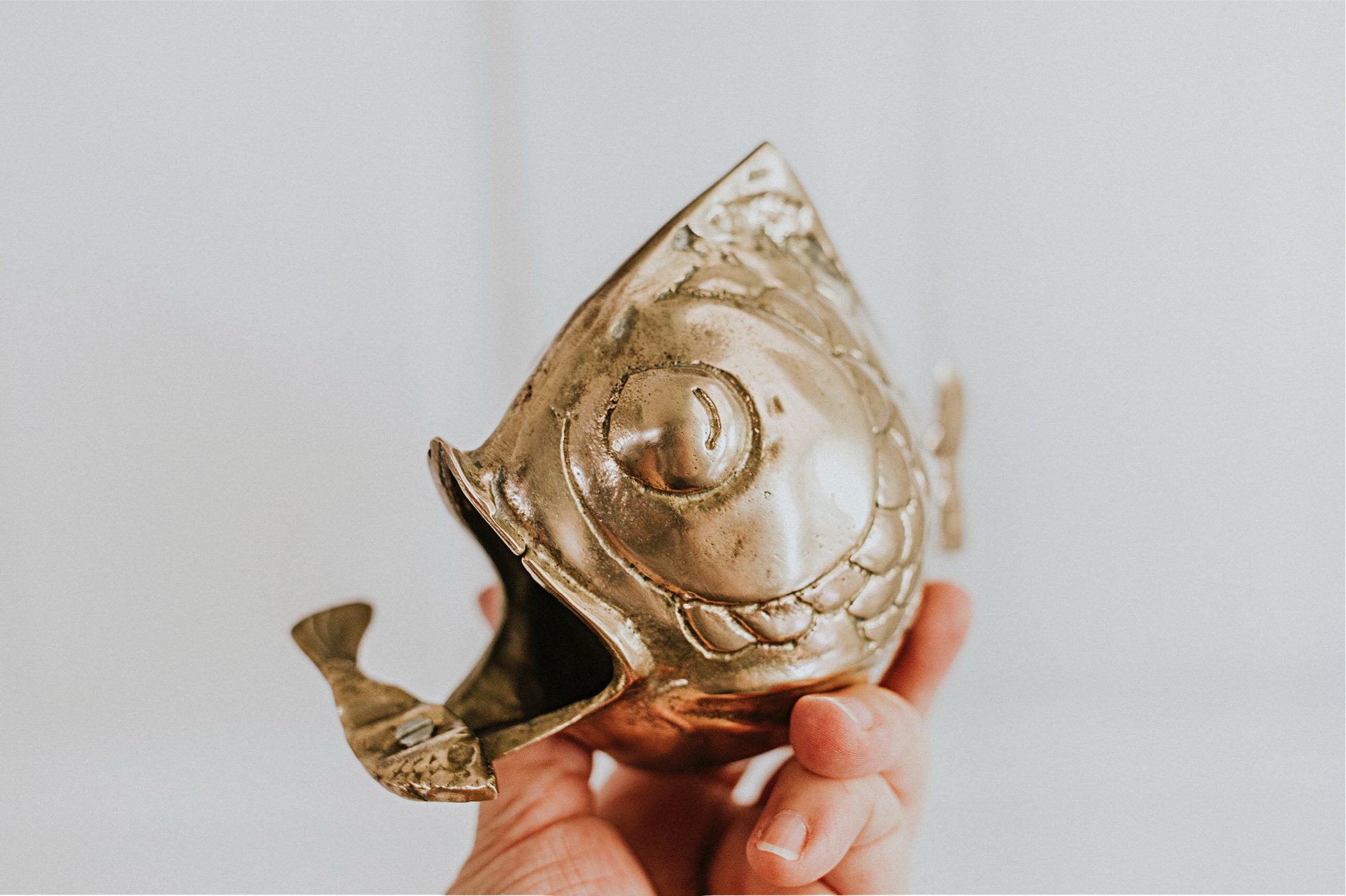 MCM Brass Fish Paperweight Vintage Big Fish Little Fish - Etsy