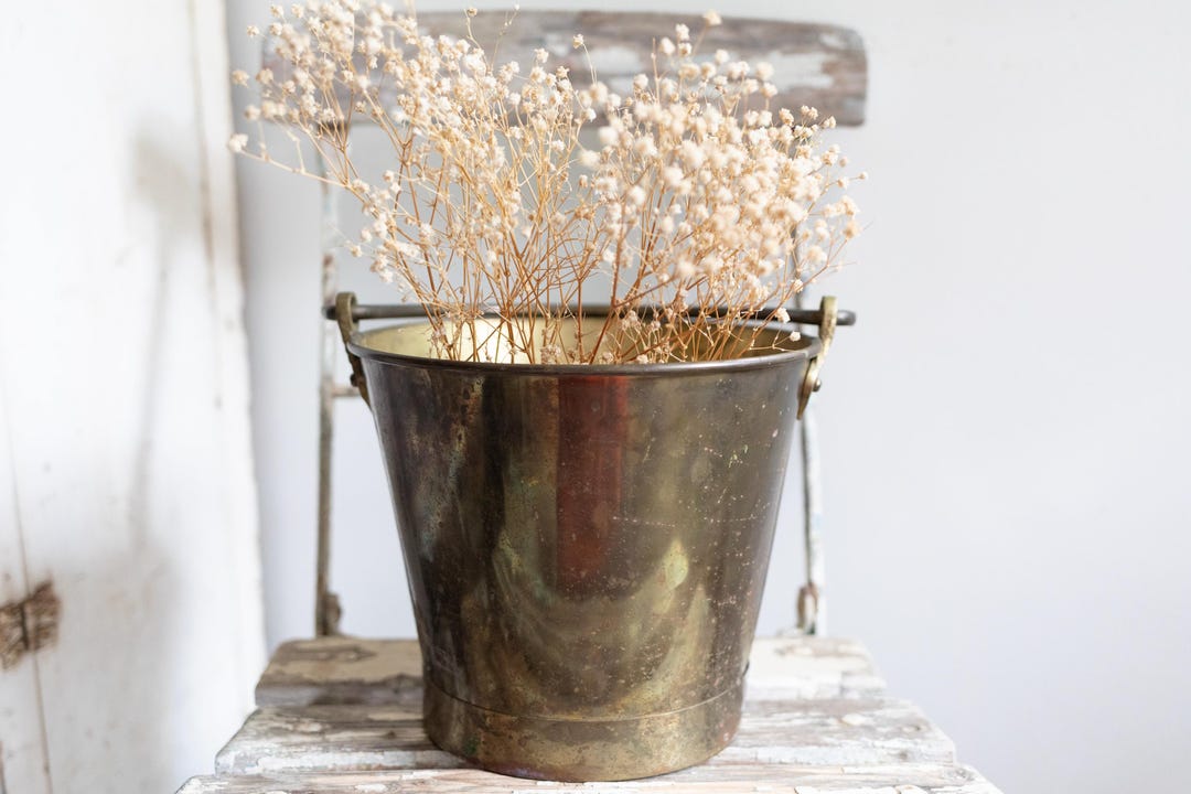 Vintage Solid Brass Bucket With Swing Handle | Brass Champagne Cooler ...
