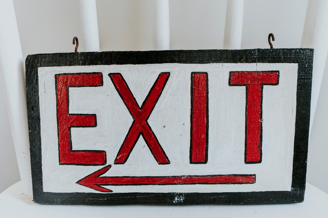 RARE Vintage Hand Painted Wooden Exit Sign | Hanging Hand Painted Exit ...