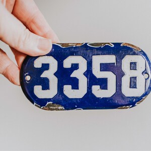 Vintage Blue French Enamel House Numbers | Blue Metal Number Sign ...