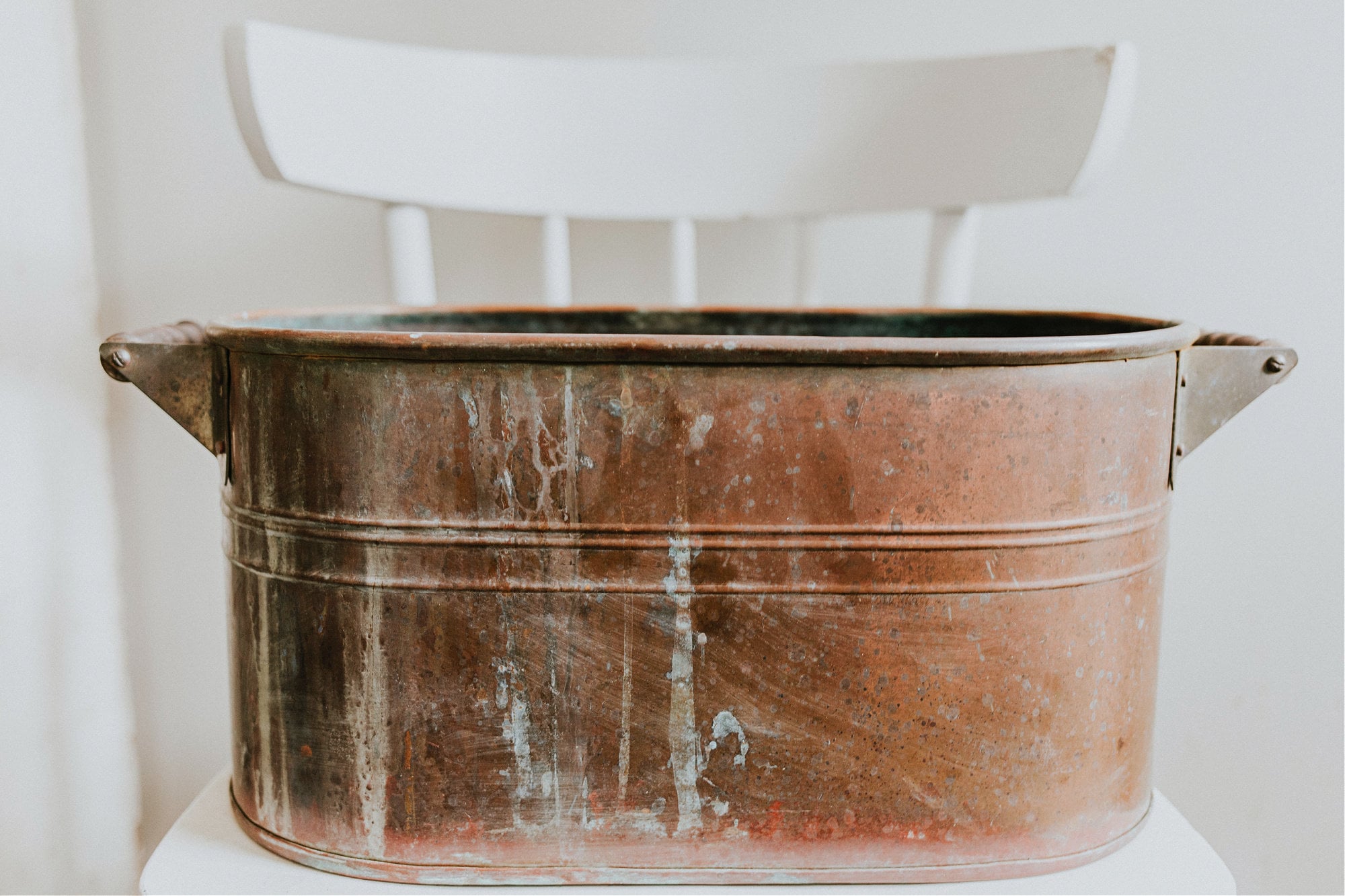 Vintage Solid Copper Oval Boiler Tub Double Wood Handle Copper Wash Tub ...