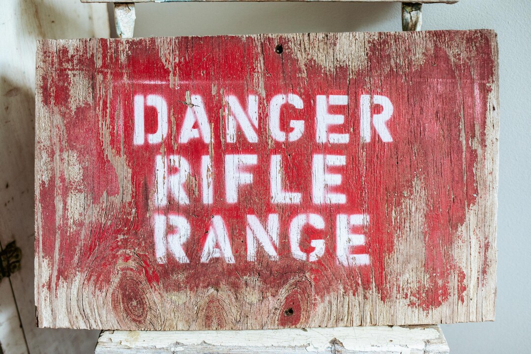 Vintage Red and White Plywood Sign Wood Danger Rifle Range Handmade ...