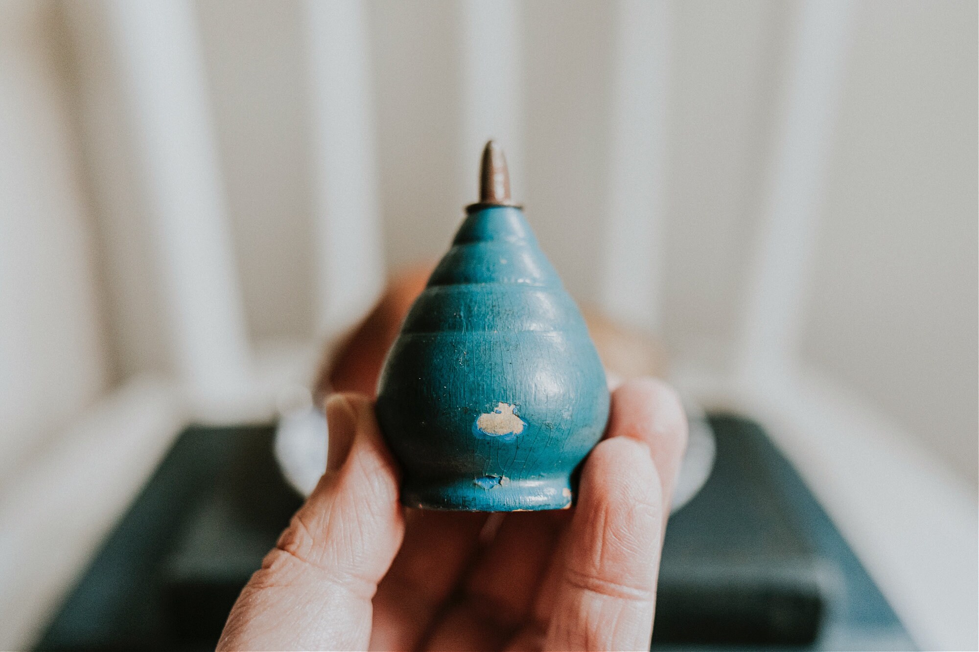 Antique Spinning Wood Top Metal Tip Antique Wood Spinning Top Toy Your ...