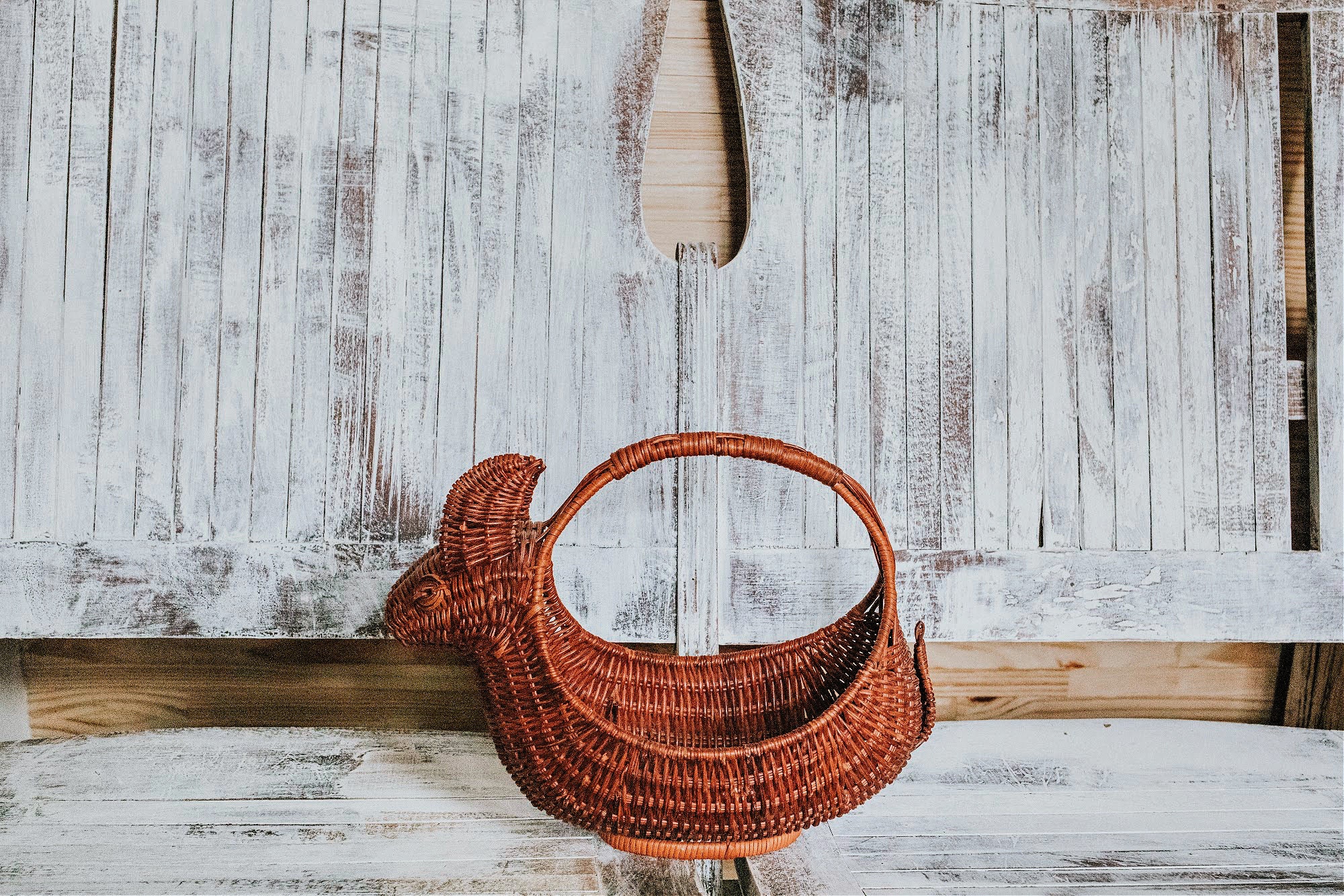 Vintage Wicker Bunny Rabbit Basket Handmade Boho Bunny Basket Vintage ...