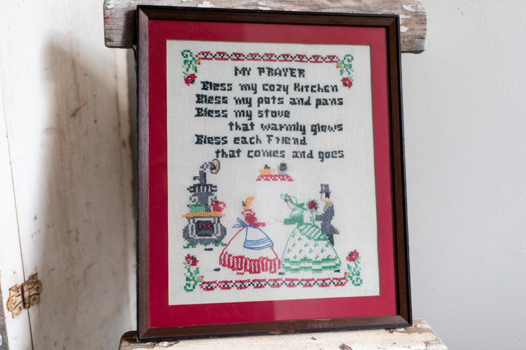 Vintage Sampler | Old Sampler | Framed Embroidery | Needlepoint Sampler ...