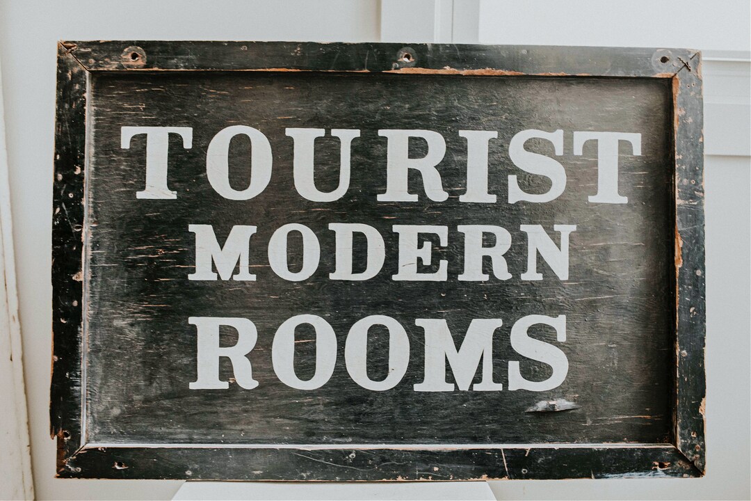 RARE Large Original Antique Wood Sign | Modern Rooms for Tourists ...