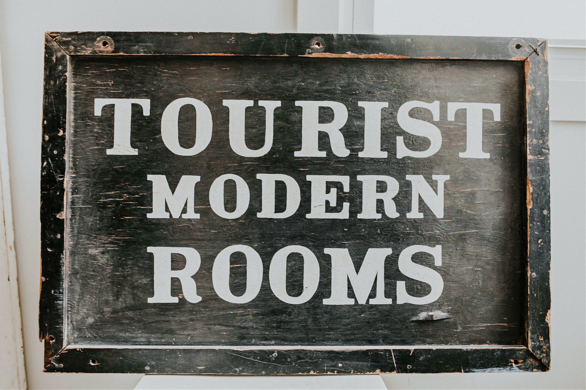 RARE Large Original Antique Wood Sign Modern Rooms for Tourists ...