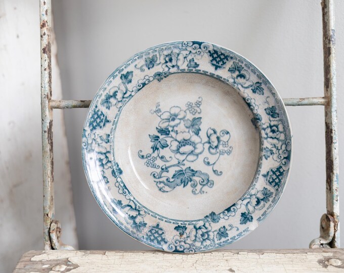 Antique Burslem Royal Semi Porcelain Flow Blue Plate | Kioto Pattern ...