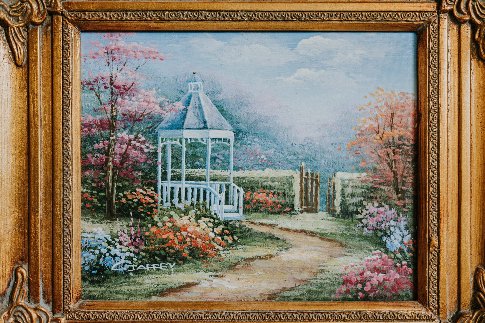 Mysterious C. Jaffey Original Oil Painting in Ornate Gold Gilded Frame ...