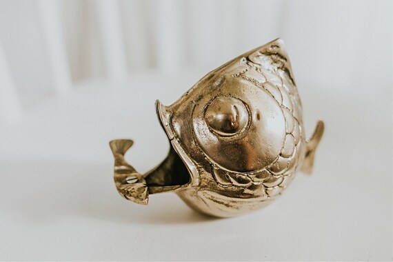 MCM Brass Fish Paperweight Vintage Big Fish Little Fish - Etsy