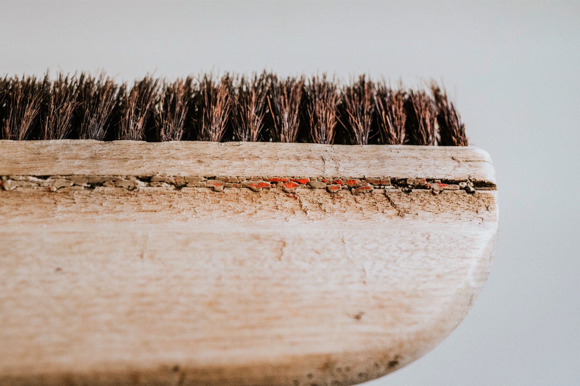 Vintage Wood Handled Wall Paper Brush Rustic Bristle Brush Primitive ...