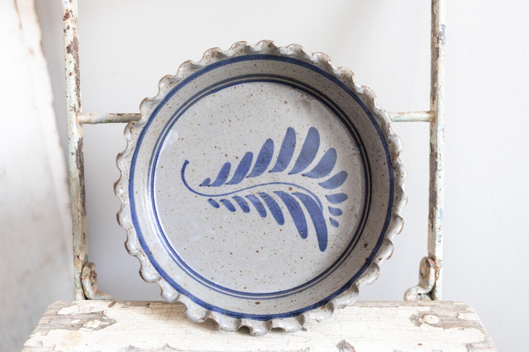 Vintage Hand Thrown Pottery Pie Plate | Artist Signed Crimped Edge ...