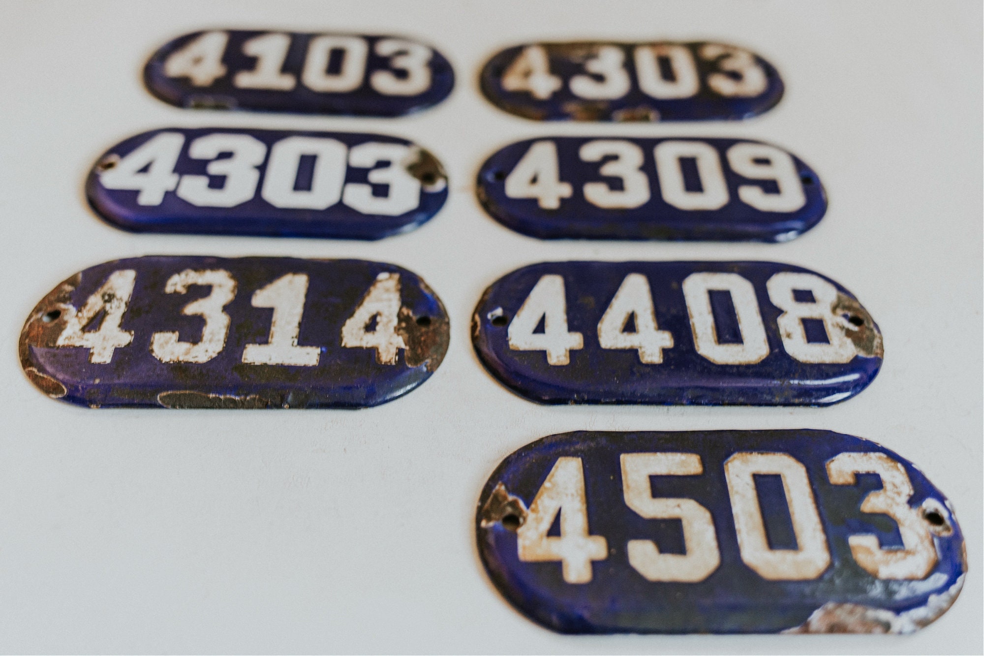 Vintage Blue French Enamel House Numbers Blue Metal Number Sign Hanging ...