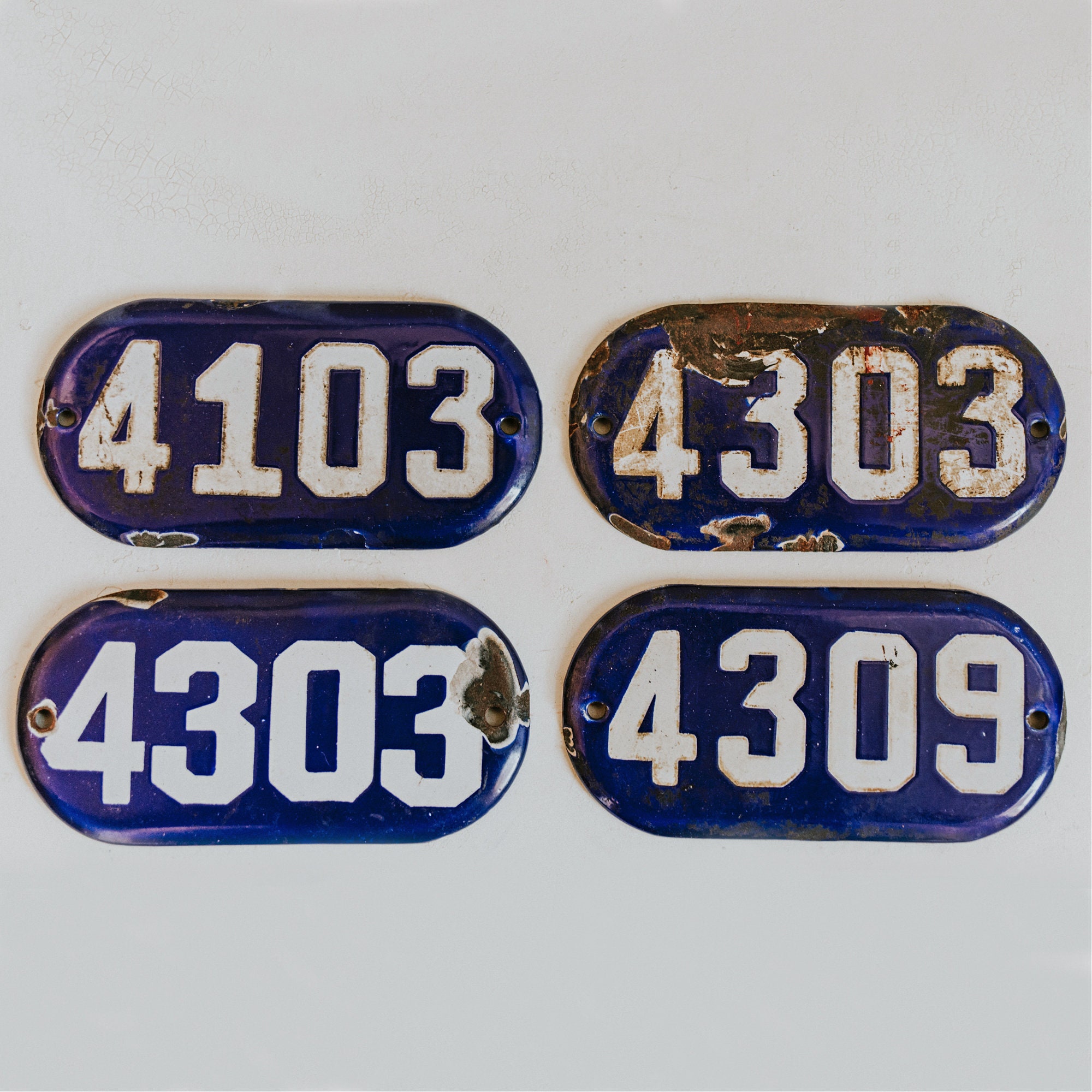 Vintage Blue French Enamel House Numbers Blue Metal Number Sign Hanging ...