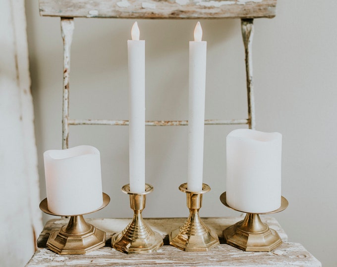 Lot of Solid Brass Octagon Base Candlesticks | Set of 4 Brass Candle ...