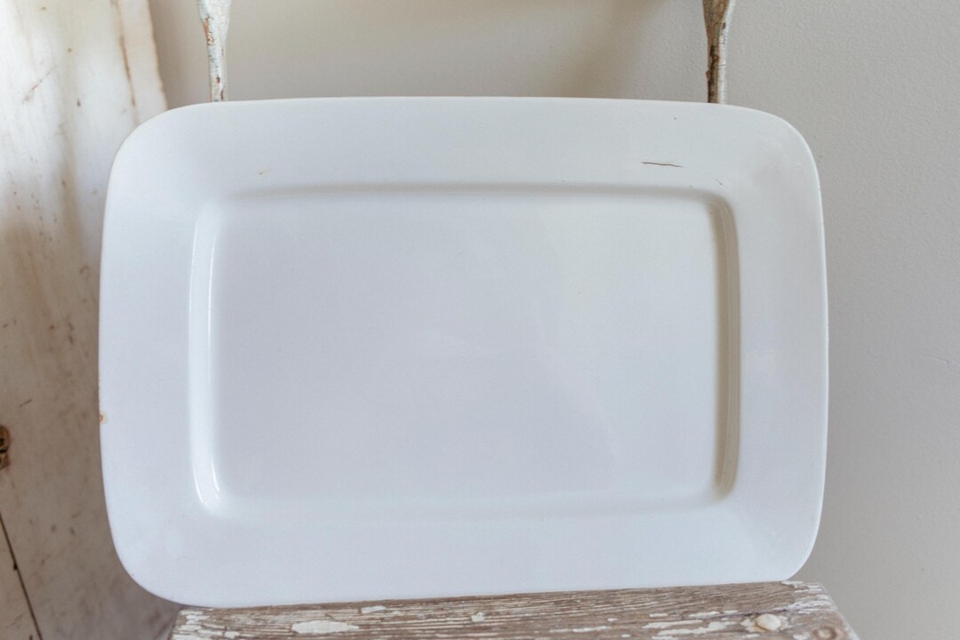 Antique OP Co Large White Rectangular Platter | Heavy White Ironstone ...