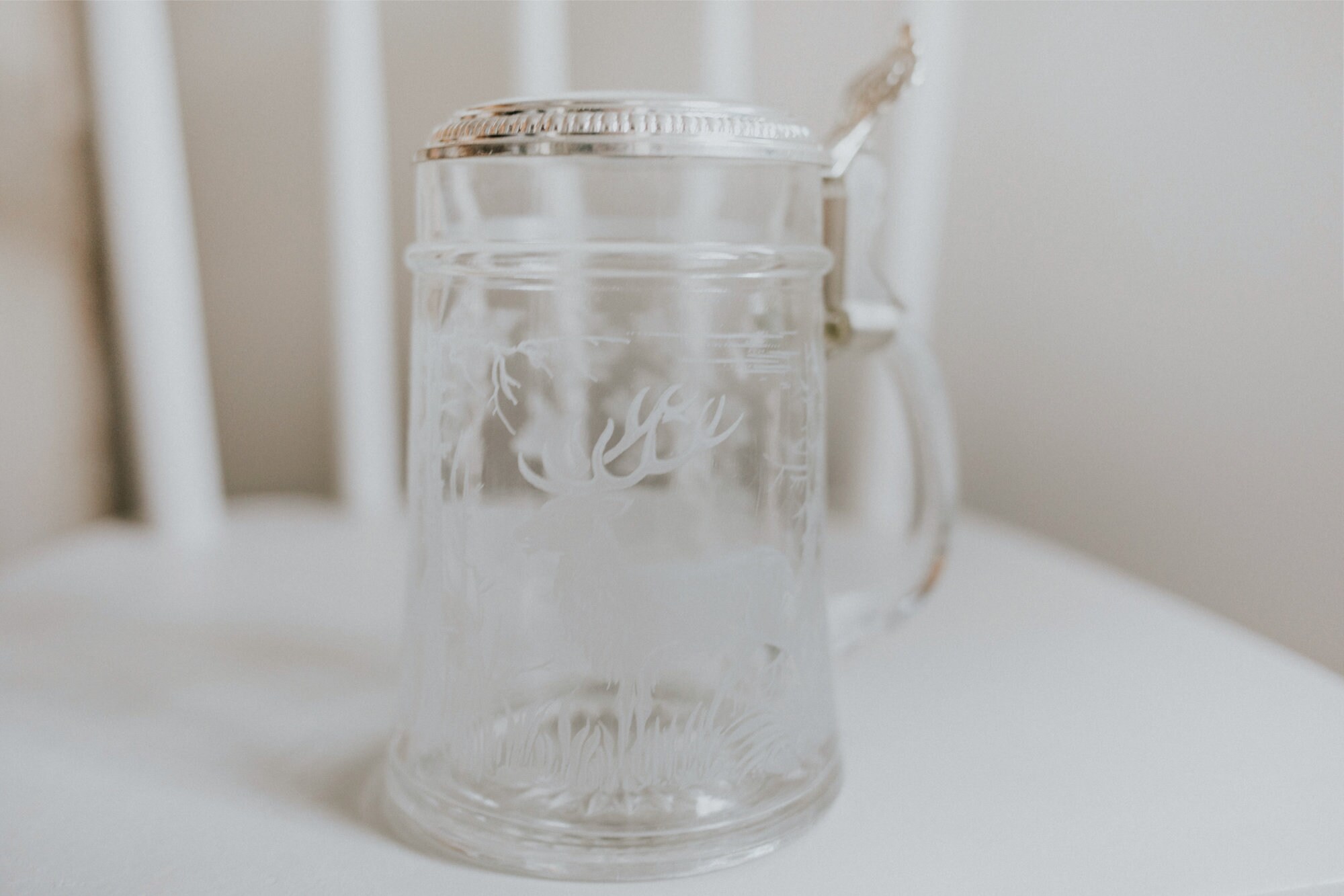 West German Etched Glass Deer Beer Stein Etched Deer Glass - Etsy