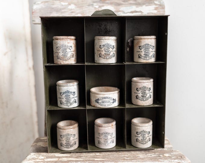 Vintage Army Green Metal Divided Drawer | Vintage Metal Set of 9 ...