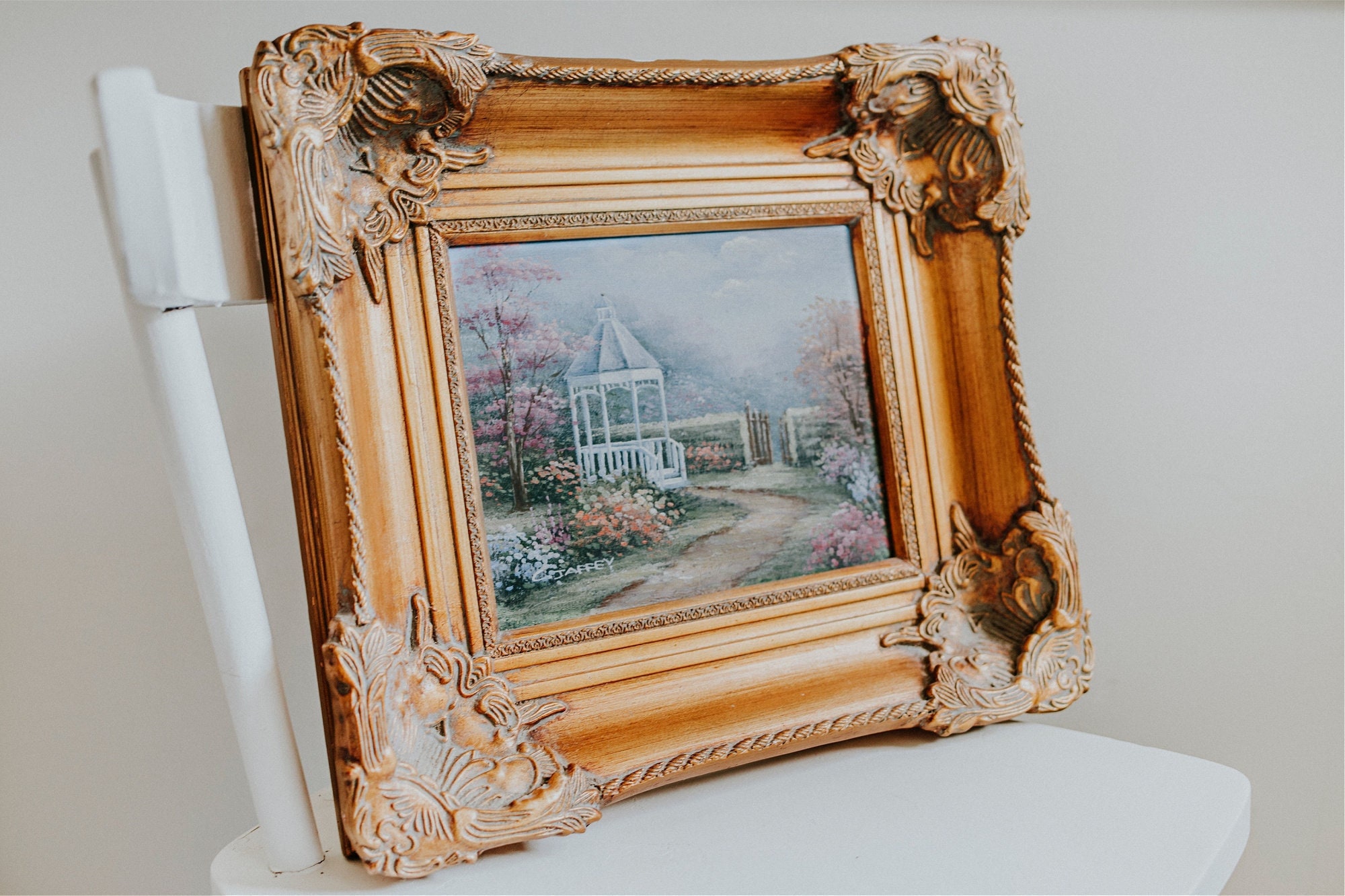 Mysterious C. Jaffey Original Oil Painting in Ornate Gold Gilded Frame ...