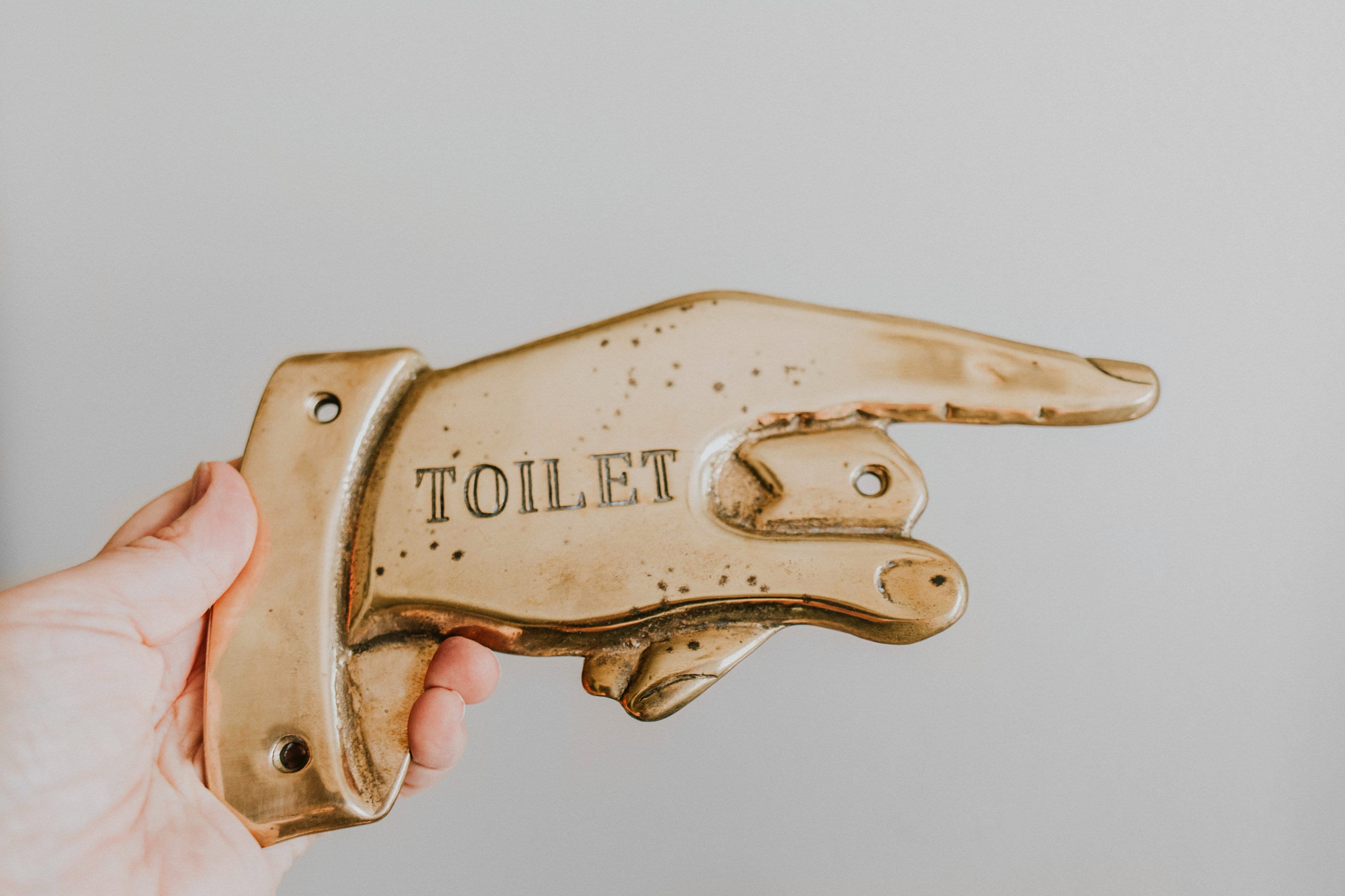 Vintage Solid Brass Pointing Finger Bathroom Sign, Pointing Finger ...