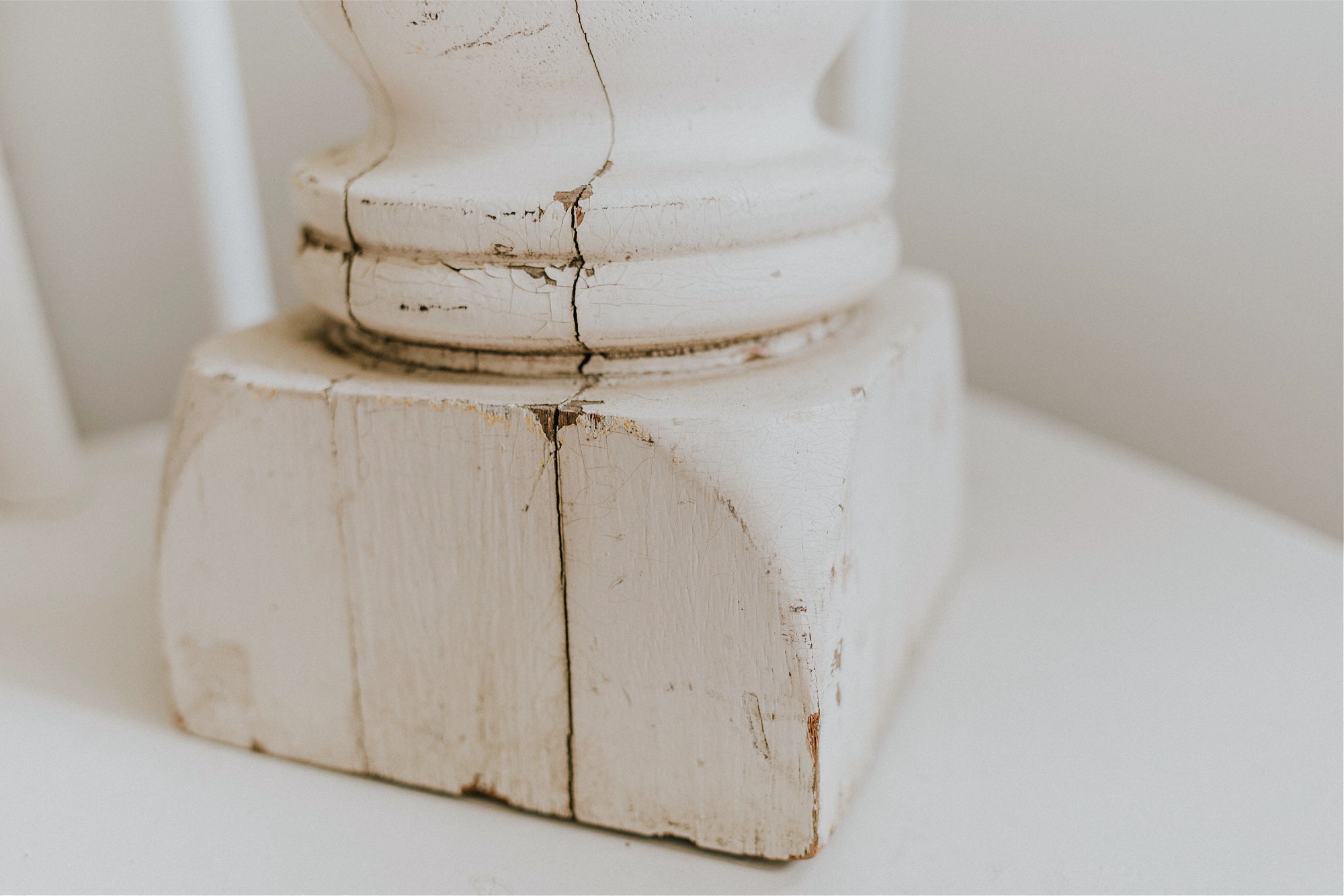 Chippy Wood Heavy and Large Wood Column Distressed White Paint Wood ...