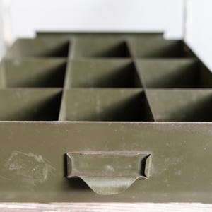 Vintage Army Green Metal Divided Drawer | Vintage Metal Set of 9 ...