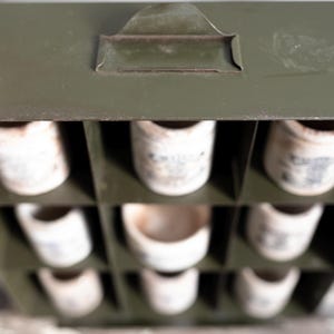Vintage Army Green Metal Divided Drawer | Vintage Metal Set of 9 ...