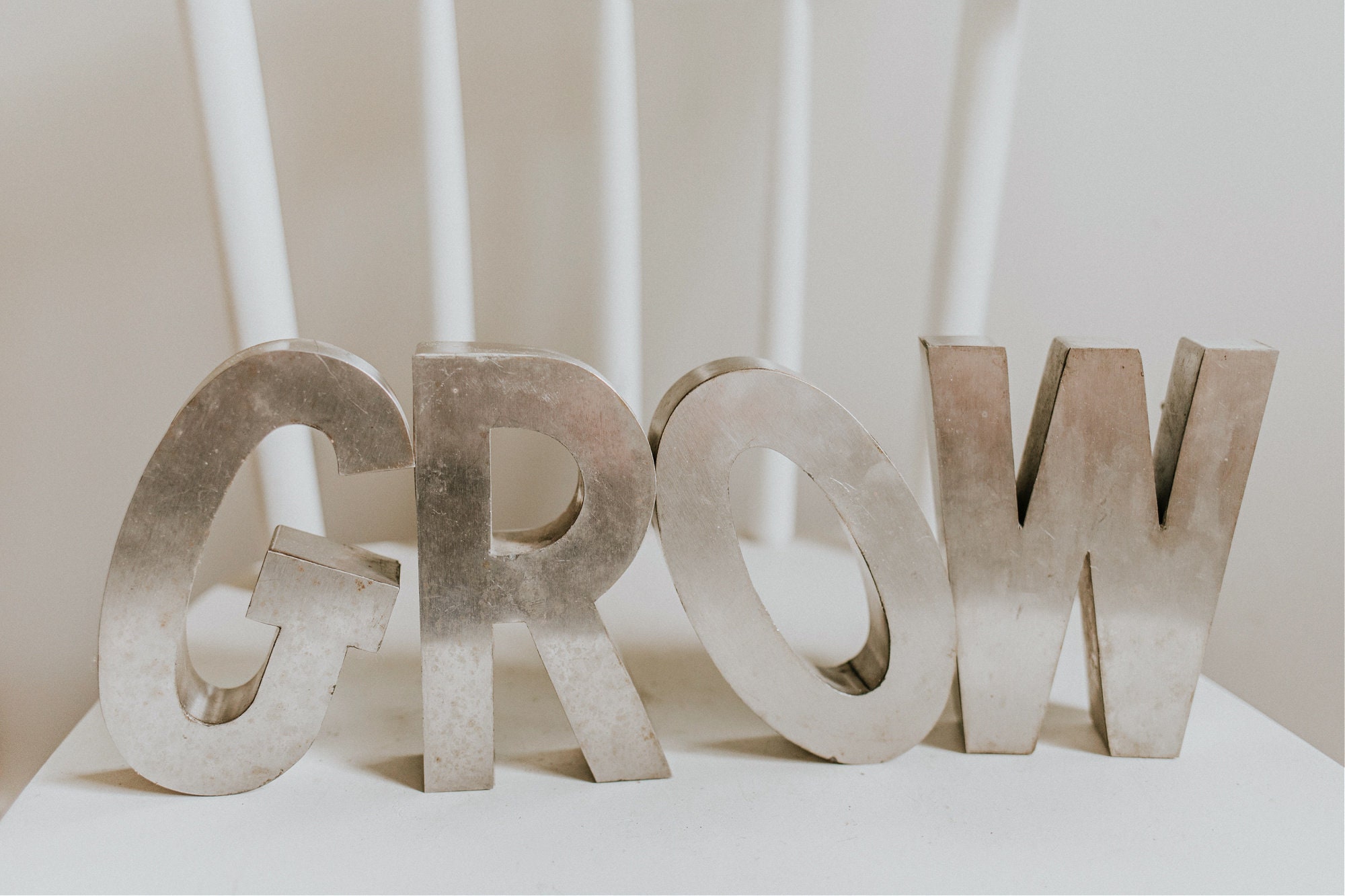 Vintage Industrial Stainless Steel Letters Salvaged Building Sign ...