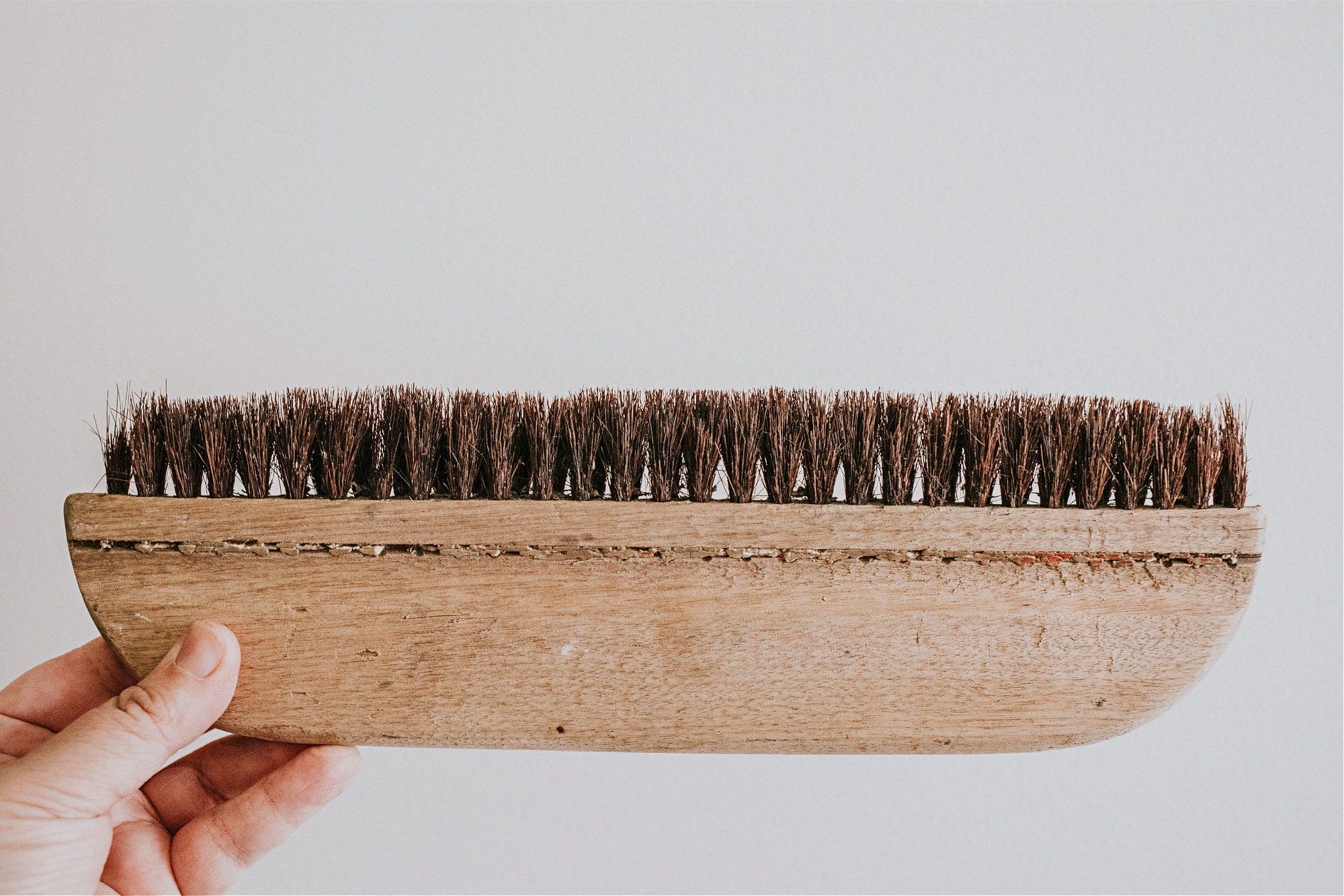 Vintage Wood Handled Wall Paper Brush Rustic Bristle Brush Primitive ...