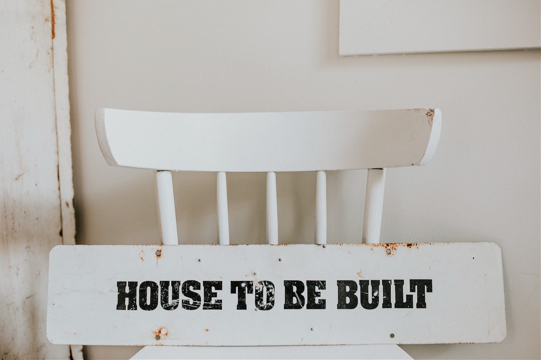 LARGE Vintage Metal Building Site Sign | Graphic Black & White Metal ...