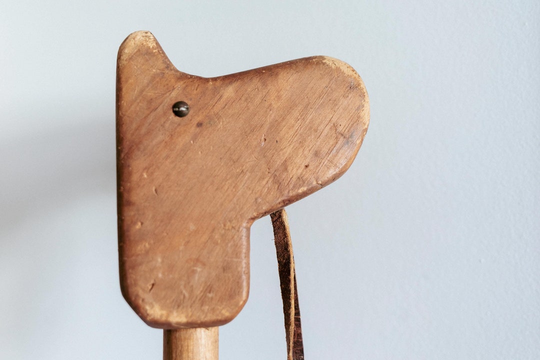 Nostalgic Hand Carved Wood Stick Horse Toy | Vintage Stick Horse Ride ...