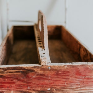 Vintage Red Wood Tool Box Primitive Wood Tool Caddy Rustic Wood ...