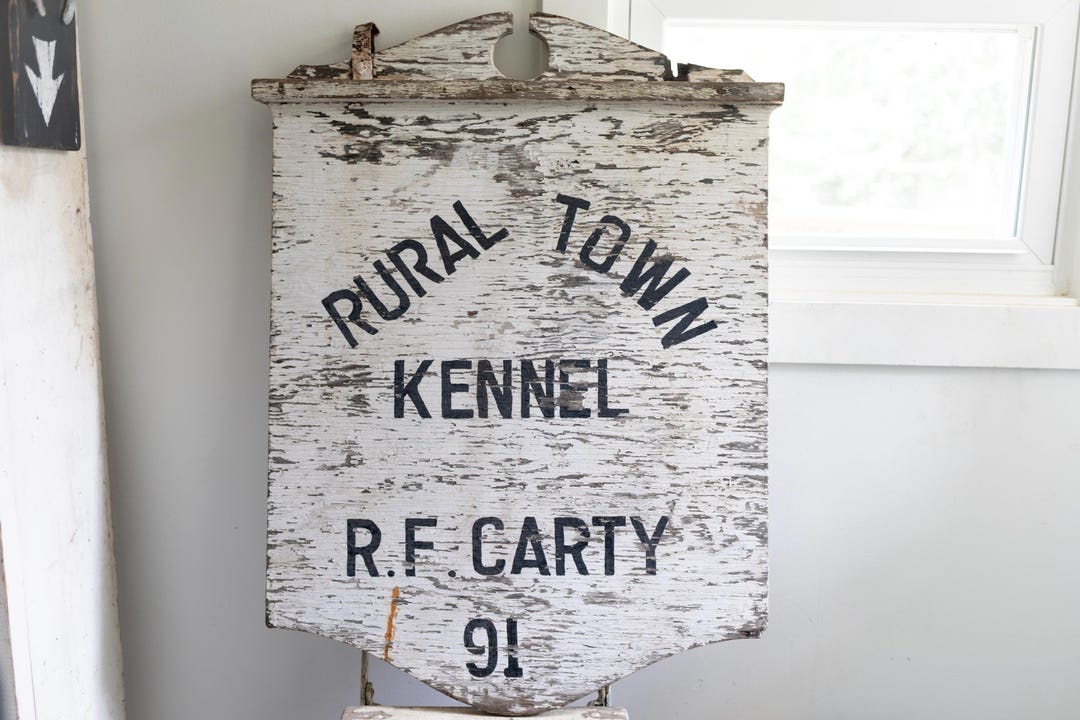 RARE Large Double Sided Original Antique Wood Sign | Rural Town Kennel ...