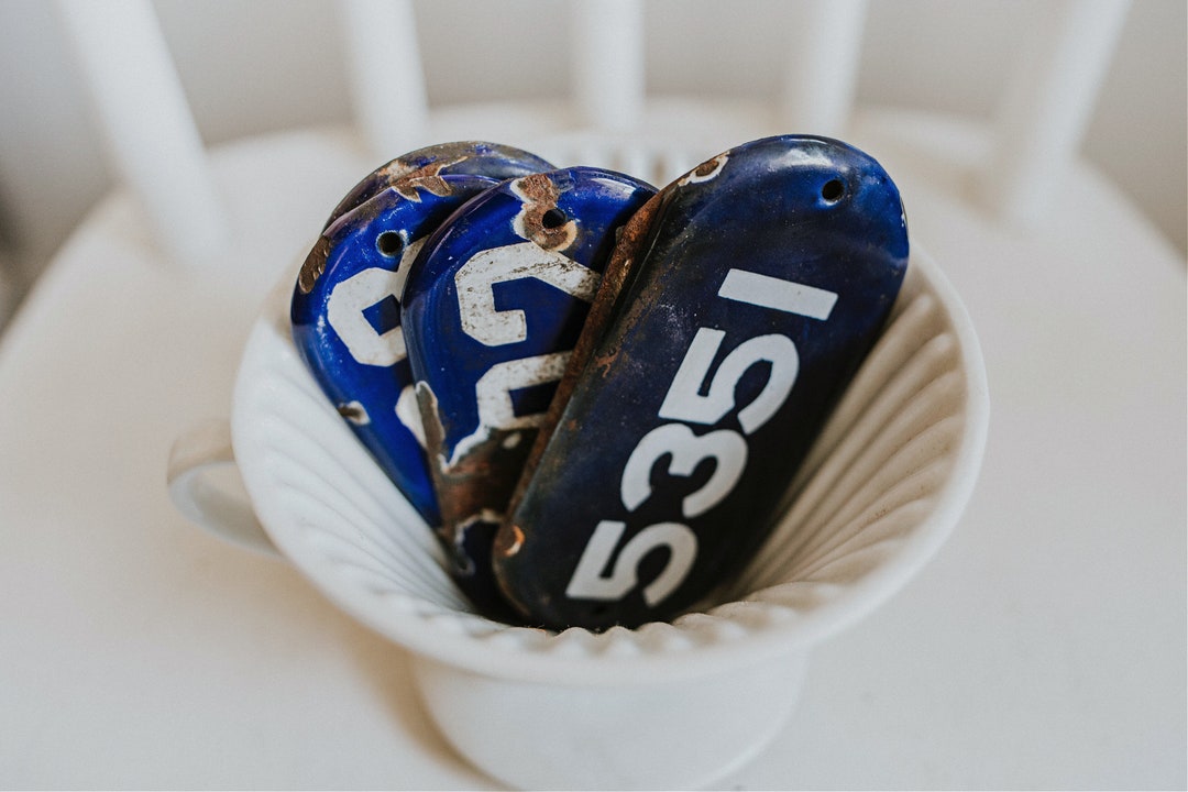 Vintage Blue French Enamel House Numbers | Blue Metal Number Sign ...