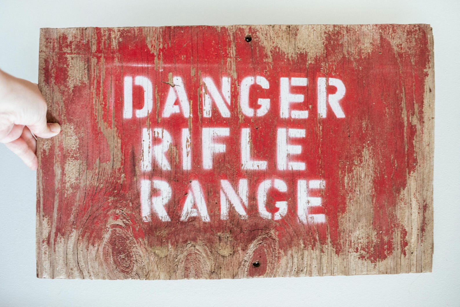 Vintage Red and White Plywood Sign Wood Danger Rifle Range Handmade ...