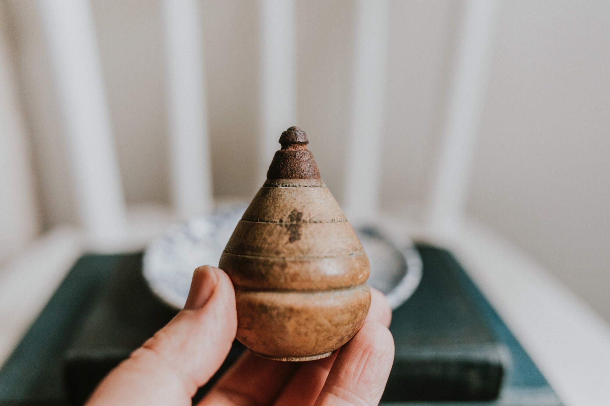Antique Spinning Wood Top Metal Tip Antique Wood Spinning Top Toy Your ...