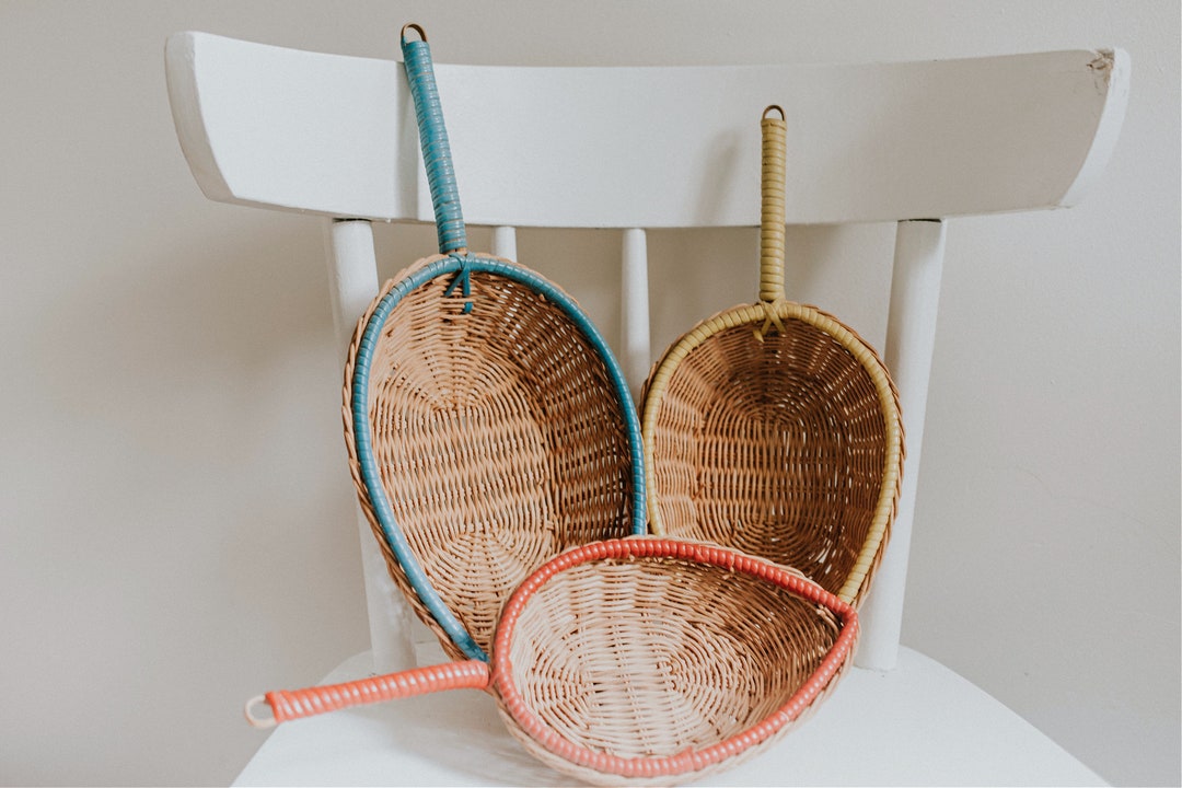 Vintage Set of 3 Colorful Wicker Nesting Scoops | Hanging Nesting ...
