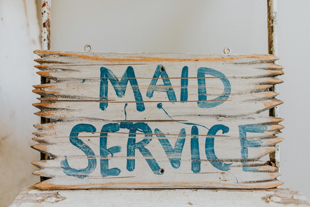 Vintage Solid Wood Maid Service Hand Painted Sign Folk Art Hand Made ...
