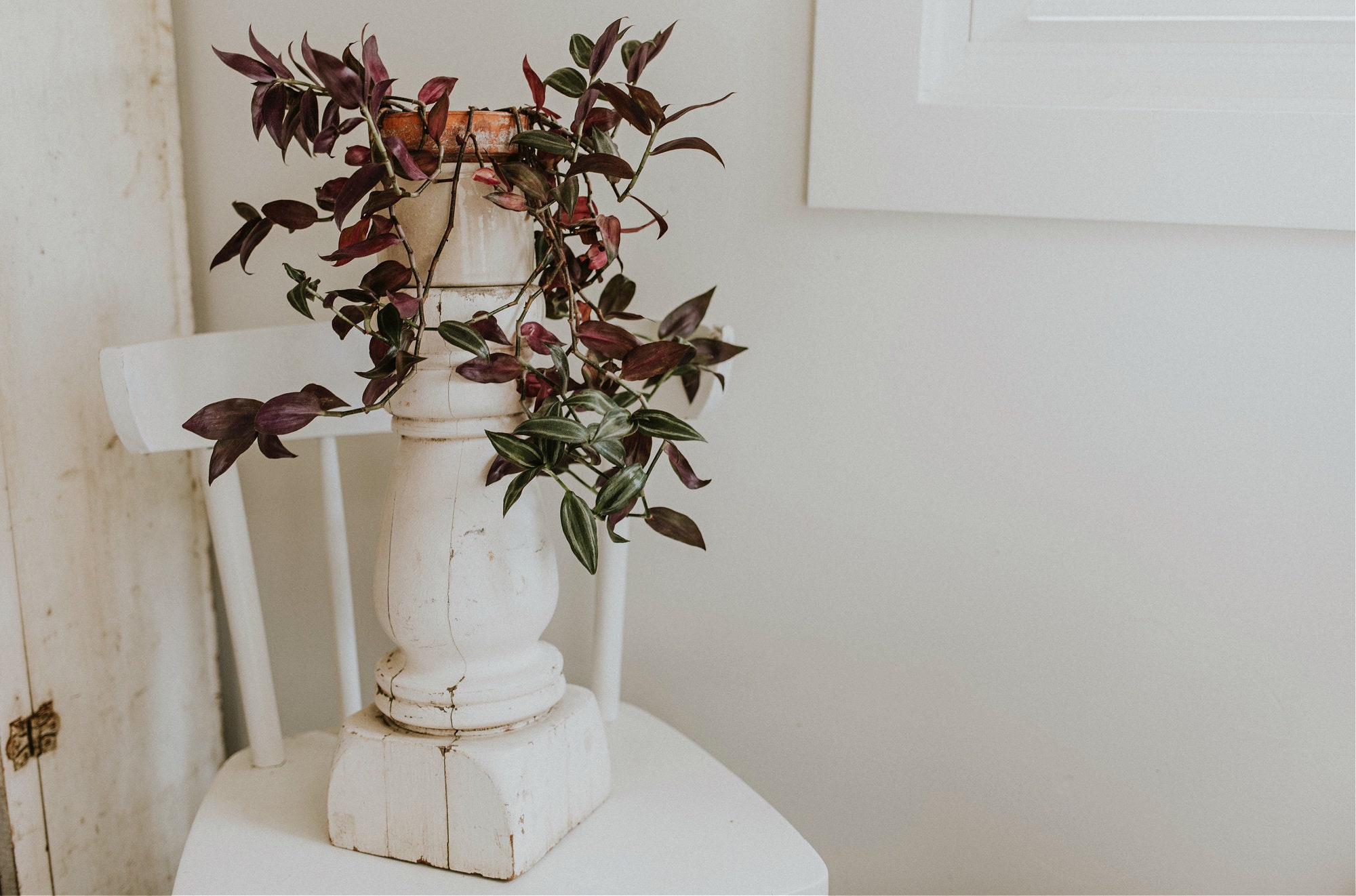 Chippy Wood Heavy and Large Wood Column Distressed White Paint Wood ...