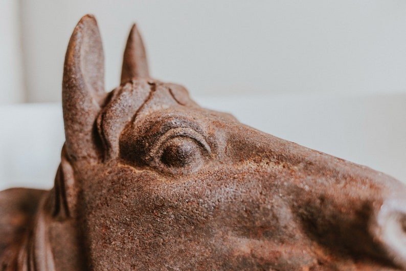 HEAVY Vintage Solid Cast Iron Wall Mount Horse Head Antique ... HEAVY Vintage Solid Cast Iron Wall Mount Horse Head Antique ...
