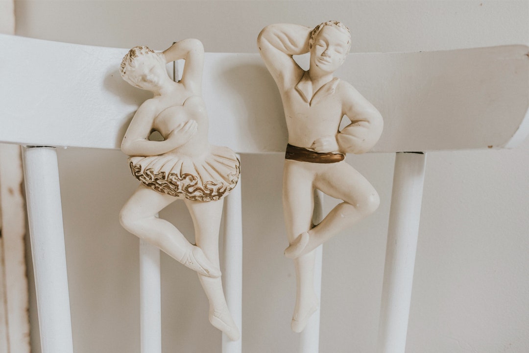 Set of 2 Vintage Mid Century Chalkware Ballet Dancers | Vintage Chalk ...