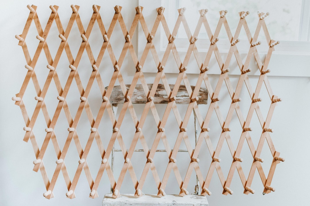 EXTRA LARGE Vintage Expandable Accordion Rack | MCM Adjustable Solid ...