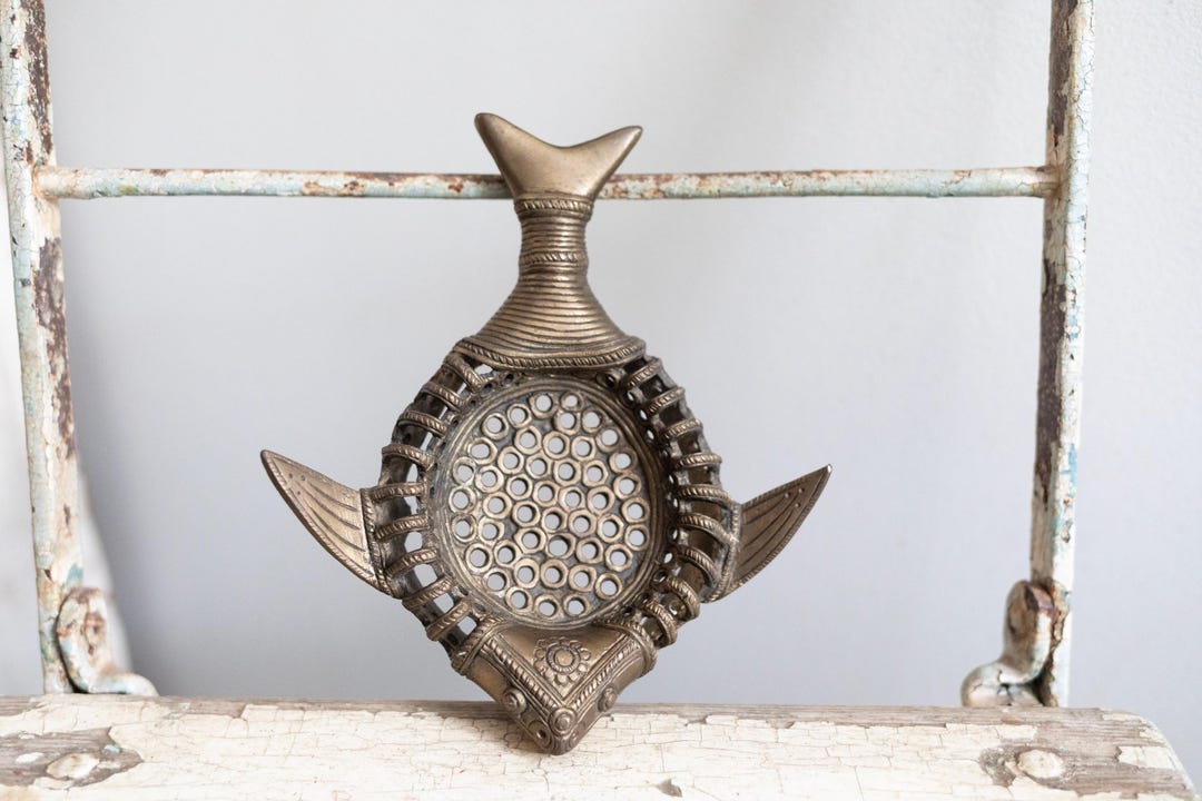 UNIQUE Solid Brass Fish Shape Jali Cut Soap Dish Hand Crafted Vintage ...